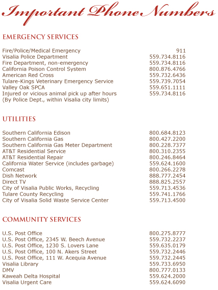 Important Phone Numbers List Of Contact Info Visalia Real Estate important-phone-numbers-list-of-contact-info-visalia-real-estate
